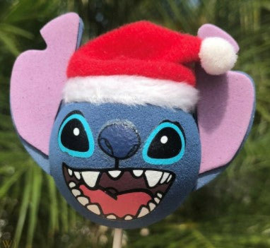 Authentic Disney Stitch w Santa Hat Car Antenna Topper / Auto Dashboar ...
